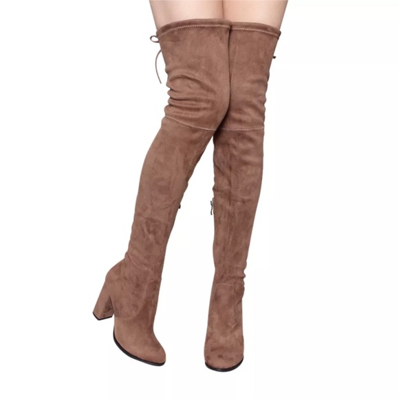 Beston | Shoes | Beston Taupe Suede Seamed Over The Knee Boots Sz New ...
